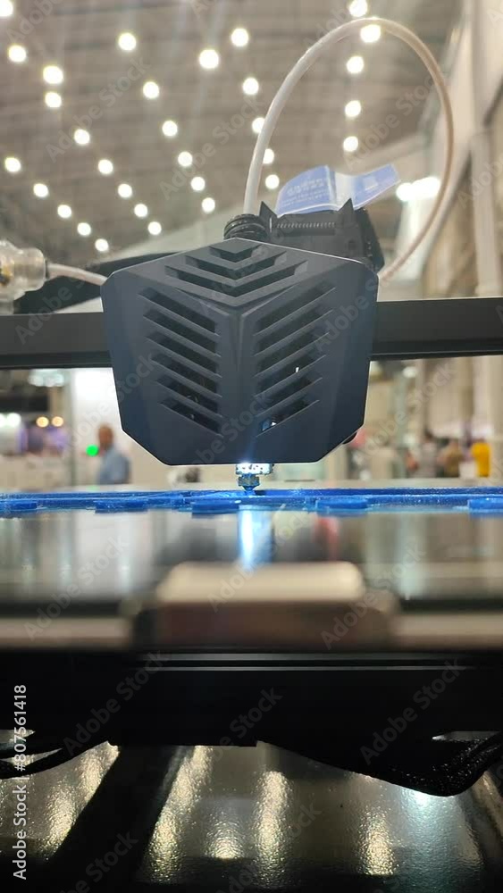 Process of printing object on 3D printer from molten plastic. 3D ...