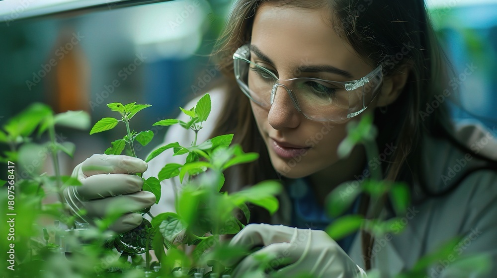 Biotechnology student conducting experiments on plant tissue culture ...