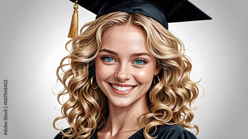 Young university graduate isolated on white background smiling. A girl ...