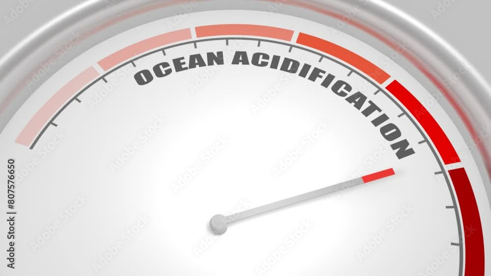 Ocean acidification value measuring device with arrow and scale. Carbon ...
