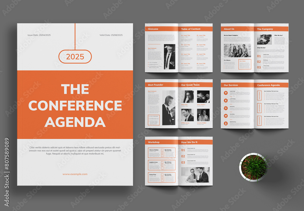 Conference Agenda Template Brochure Layout Design Stock Template ...