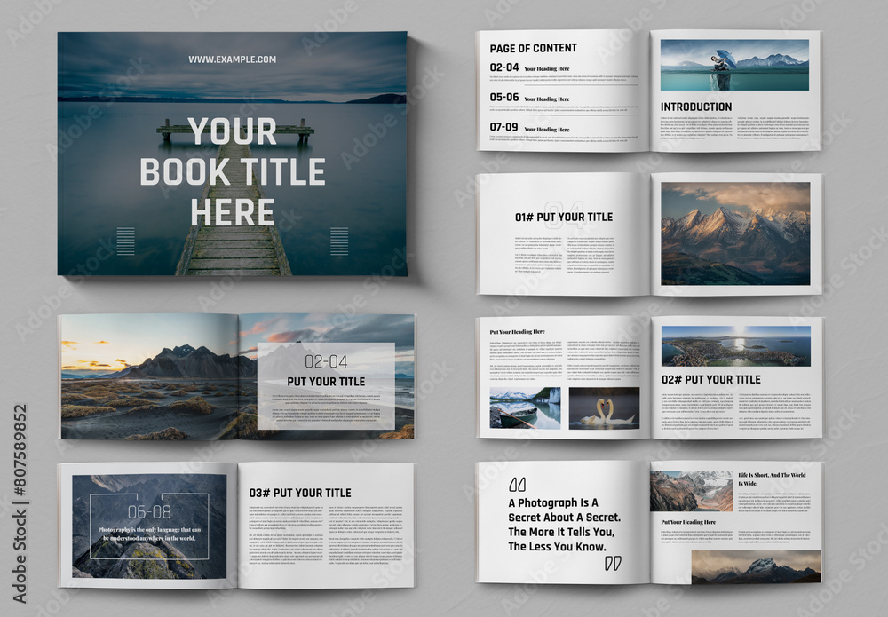 Landscape Book Design Layout Stock Template | Adobe Stock
