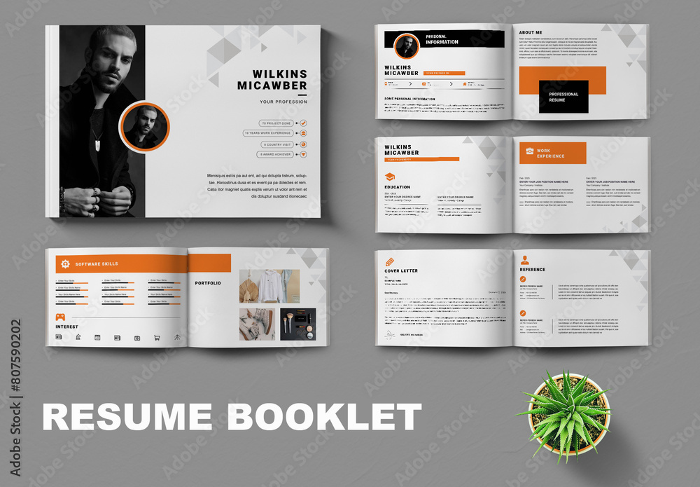 Resume Boklet Template Landscape Stock Template | Adobe Stock