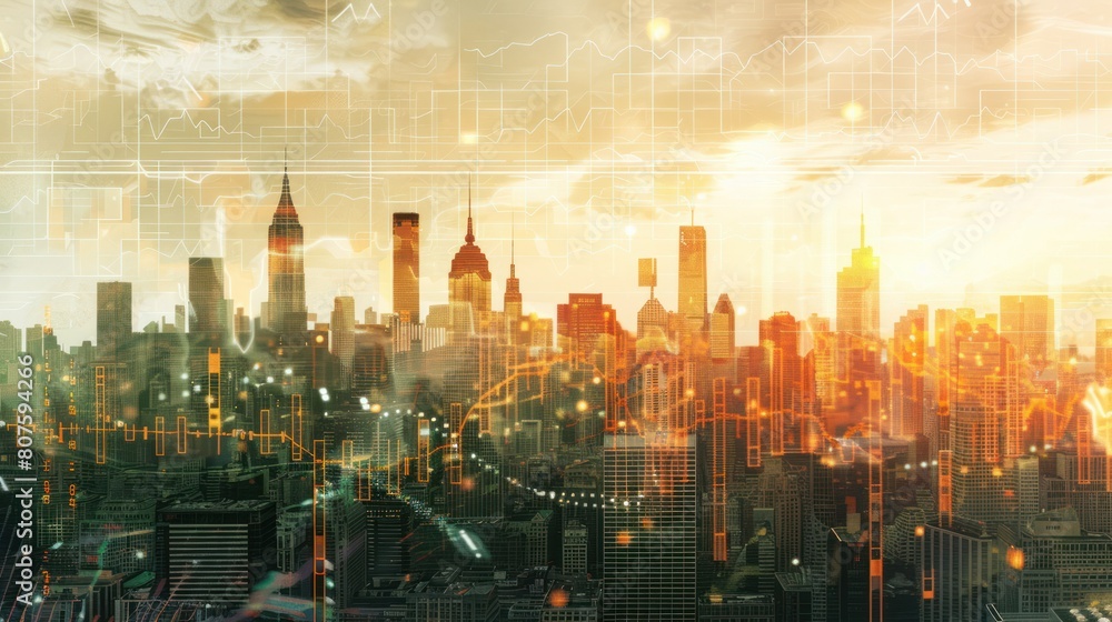 thought-provoking photorealistic image of a global stock market chart ...