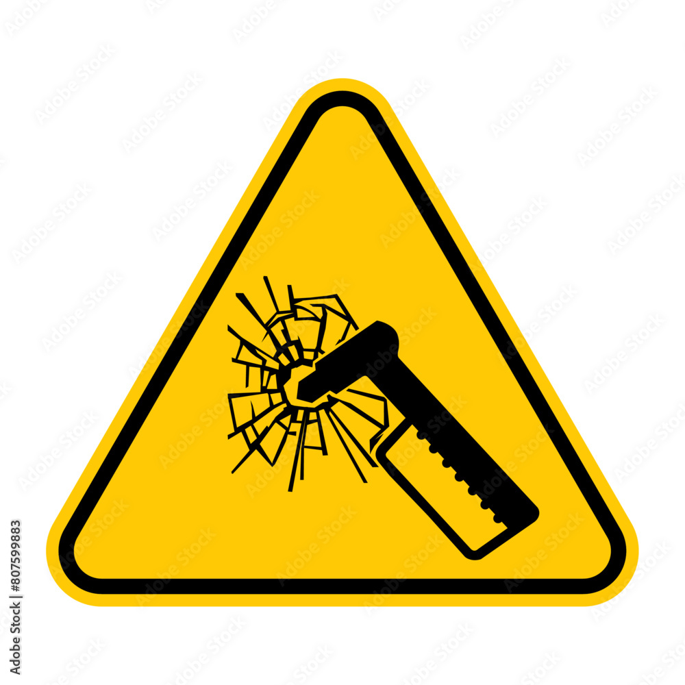 Emergency hammer warning sign. Vector illustration of yellow triangle ...