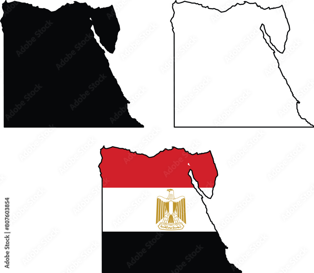 Map of Egypt. Flag of Egypt maps territory. Outline map Egypt. flat ...