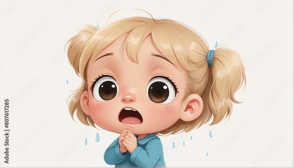 cute crying girl on plain white background from Generative AI Stock ...