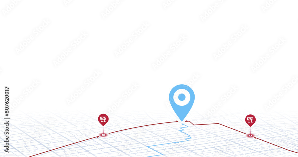 Highway disruptions. Accident road. GPS navigator screen with signs of ...