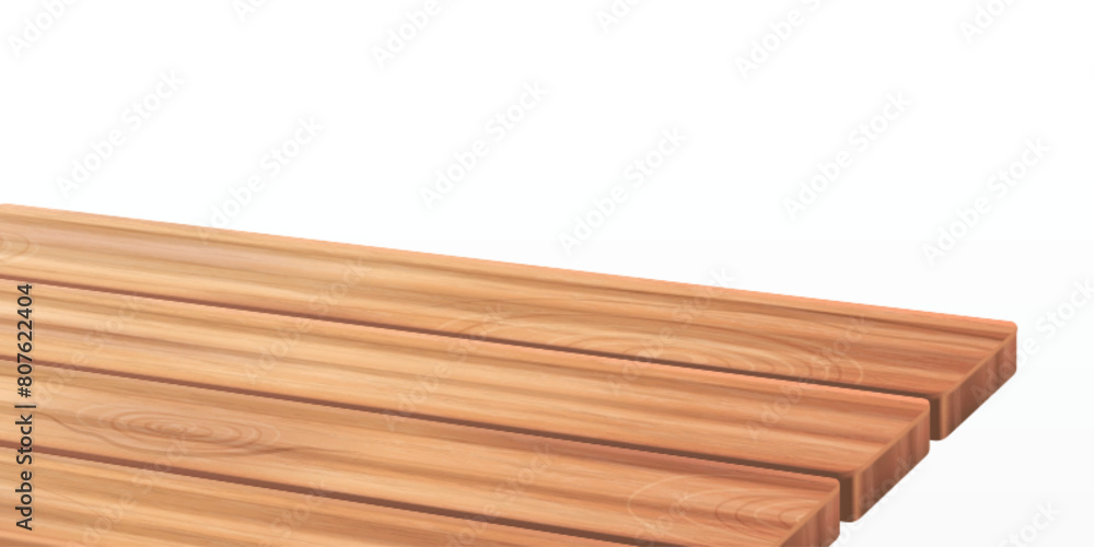 Wooden kitchen table corner perspective background. 3d wood desk ...