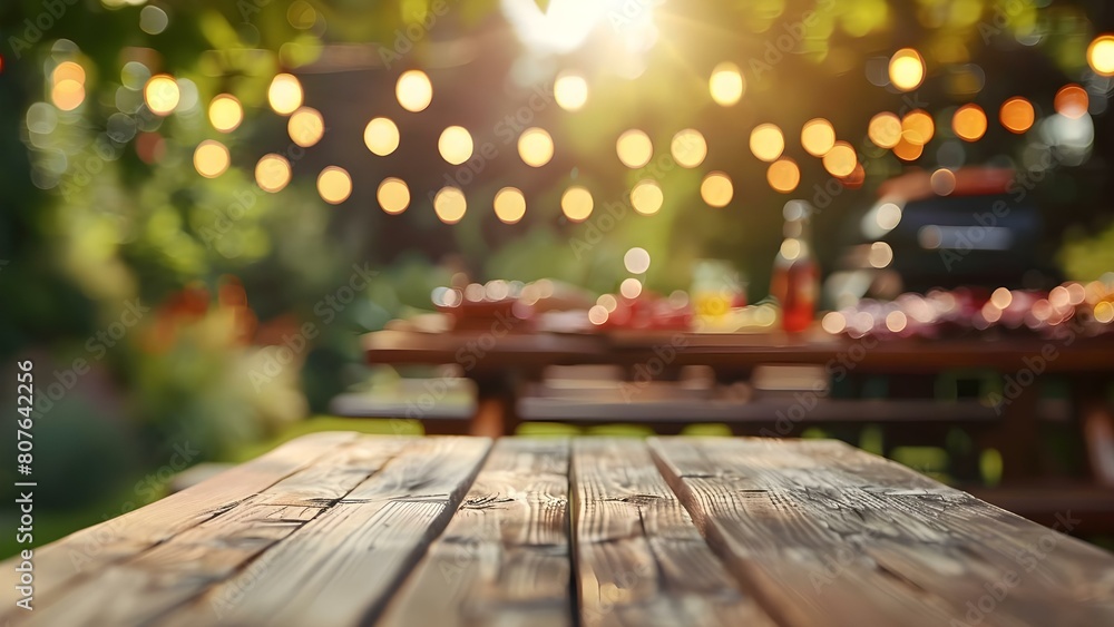 Outdoor team BBQ party background with blurred copy space for text ...