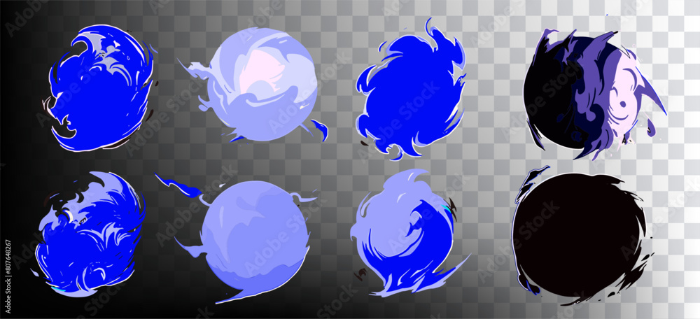 Set of manga visual vector cartoon effects of smoke and dust clouds ...