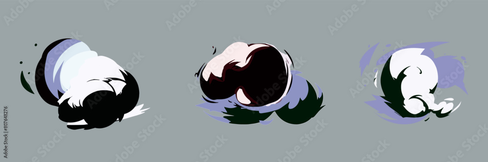 Set of manga visual vector cartoon effects of smoke and dust clouds ...