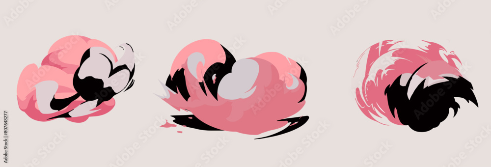 Set of manga visual vector cartoon effects of smoke and dust clouds ...