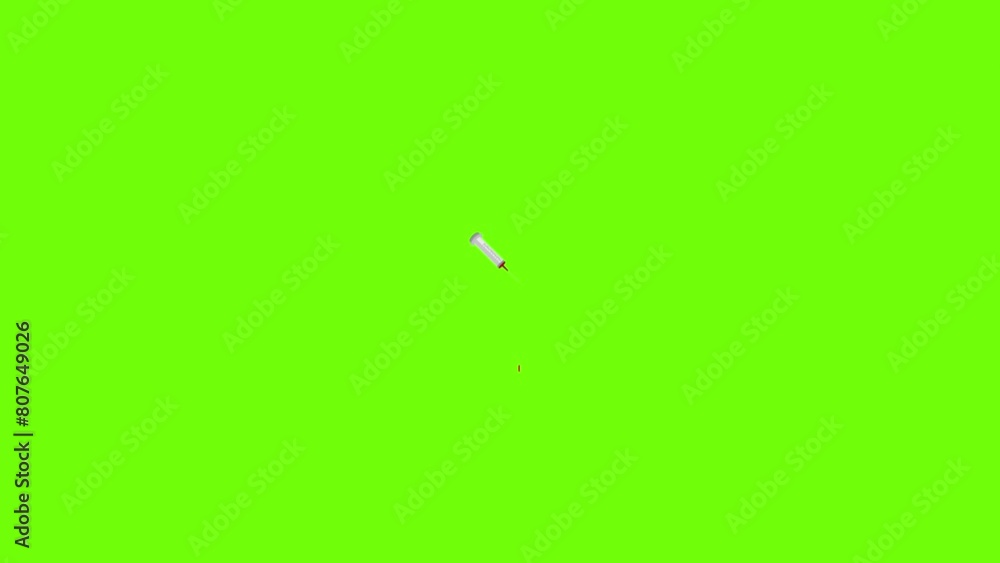 Injection blood discharge, blood release from a syringe on green screen ...