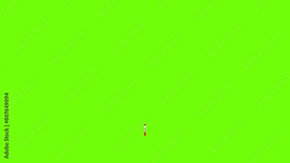 Medical test tube, 2d video animation of blood test tube on green ...