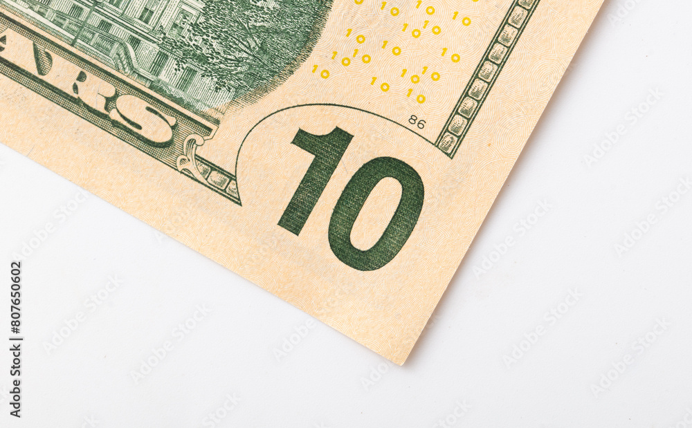 Ten dollar bill isolated on white background Stock Photo | Adobe Stock