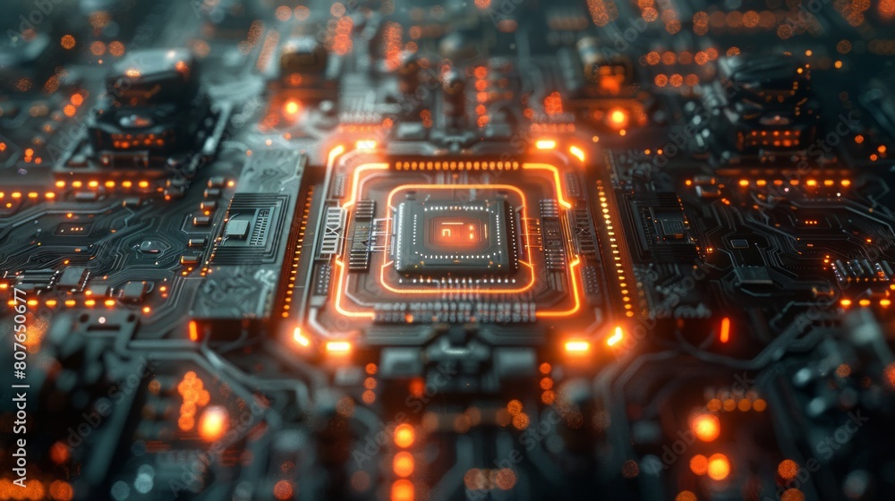 Using artificial intelligence in computer databases. Illustration of a ...