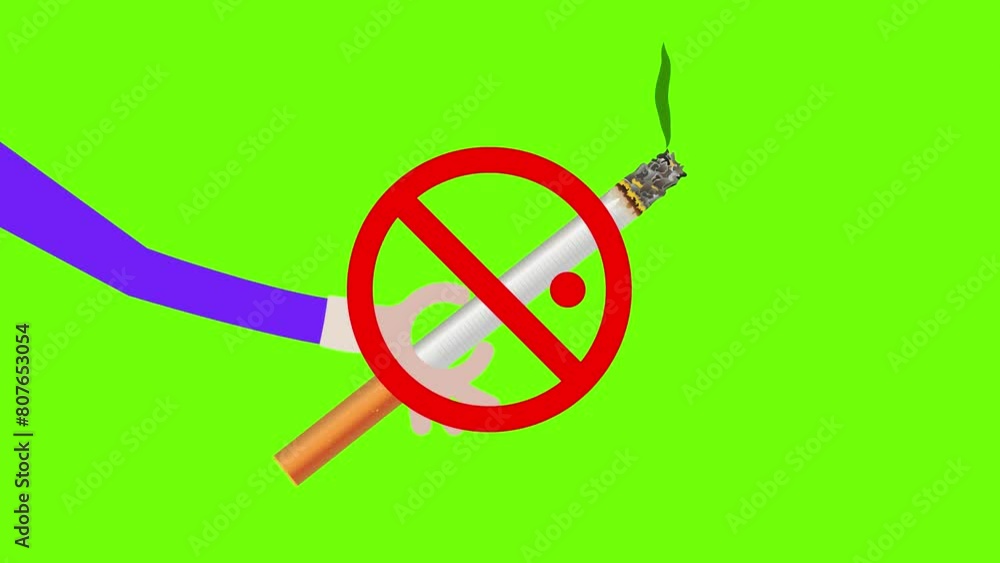 Man give cigarette animation of no smoking sign, prohibiting sign 2d ...