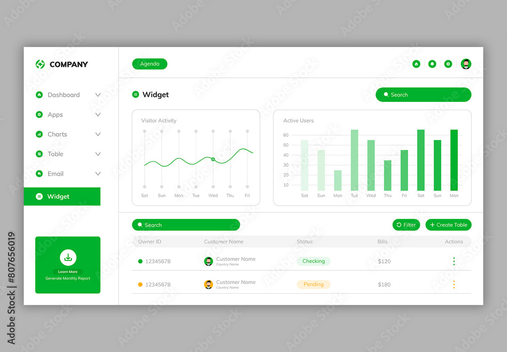 Business Dashboard Ui Ux Design Layout Template Stock Template | Adobe ...