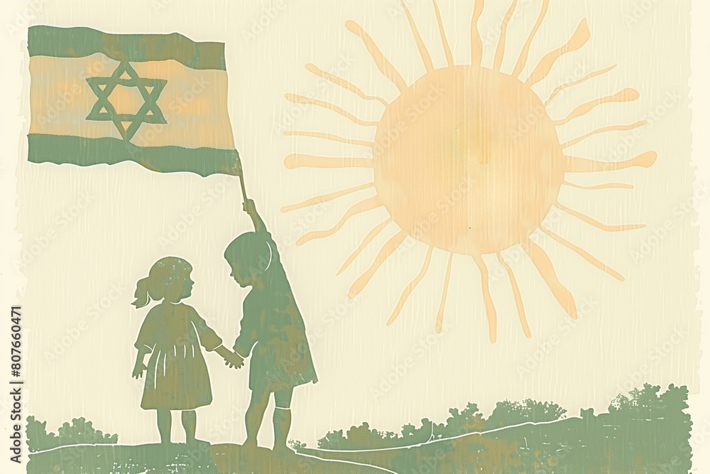 illustration of Israel and Jewish identity, featuring two children ...