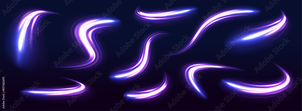 Lines in the shape of a comet against a dark background. Vortex streams ...