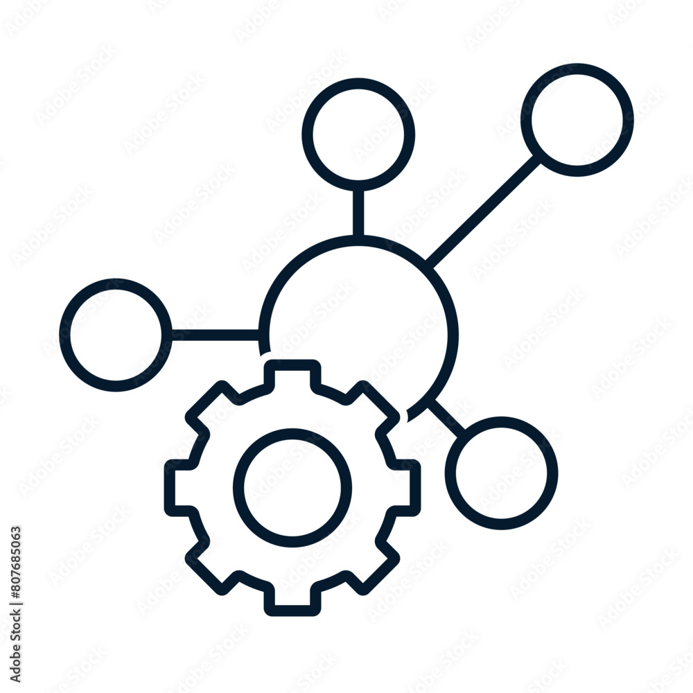 Interactive collaboration concept. vector linear icon isolated on white ...