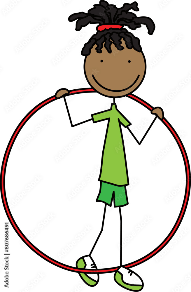 Cartoon illustration of a girl holding hula hoop ring Stock Vector ...