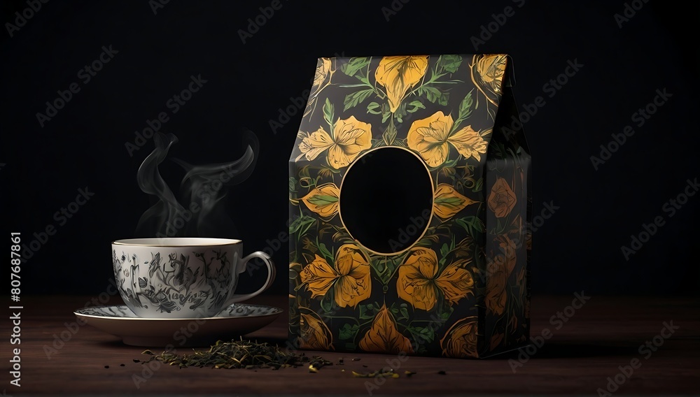 blank tea packaging mockup with tea. Organic tea branding and packaging ...