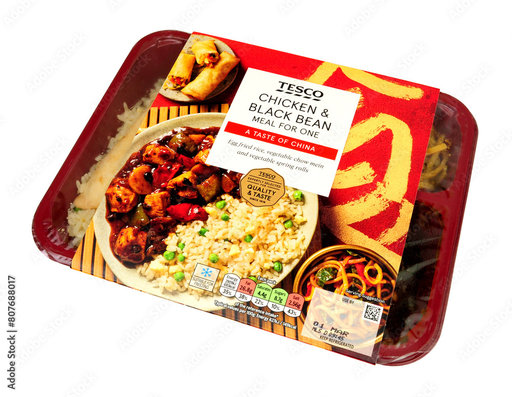 Tesco chicken and black bean sauce meal for one with egg fried rice ...