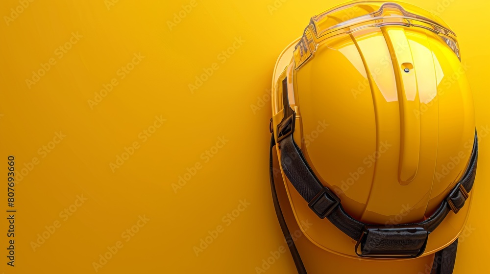 Minimalist depiction of a yellow safety helmet on a uniform yellow ...