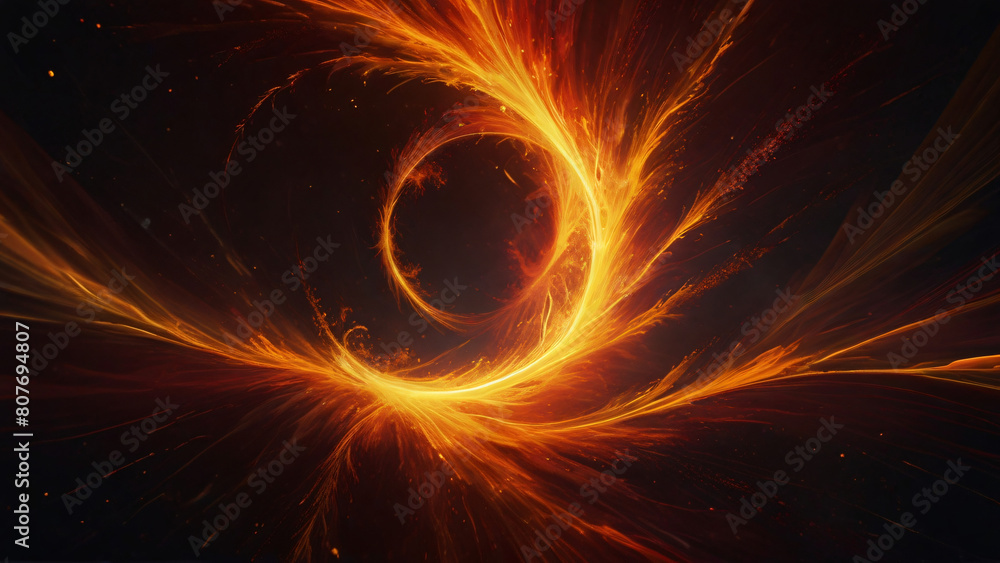 Fiery Cosmic Vortex: A Digital Art Representation of a Black Hole Stock ...