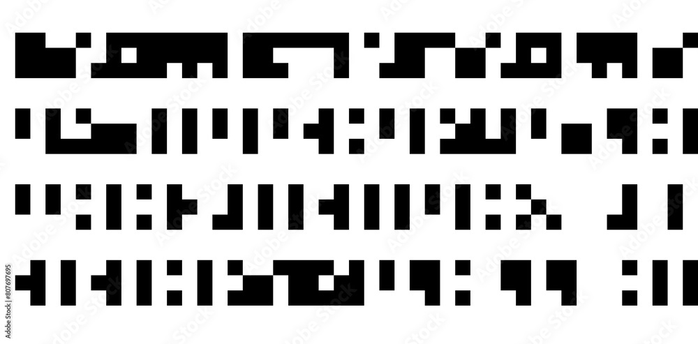Cryptic unreadable isolated pixel Text. Futuristic alien alphabet ...