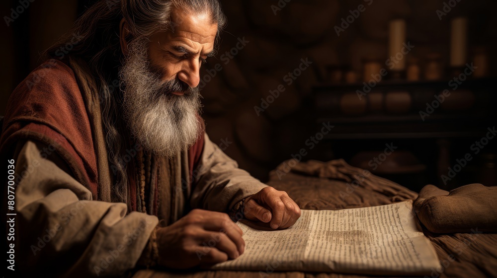 Roman scholar studying ancient cuneiform scrolls Stock Illustration ...
