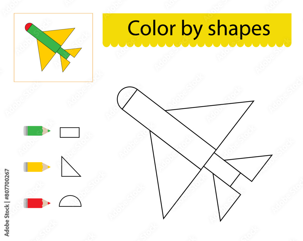 Coloring pages. Color by shapes. Illustration for children education ...