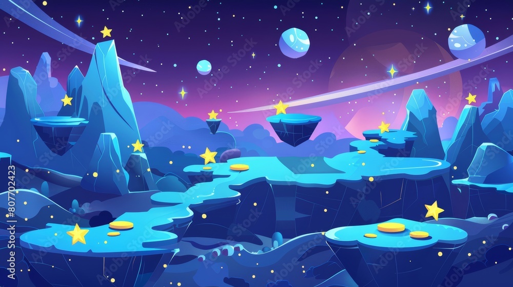A space game level map that shows complete levels with gold stars and ...