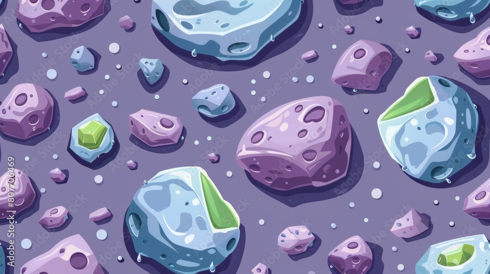 Mars ground with craters and purple cobblestones, moon surface texture ...