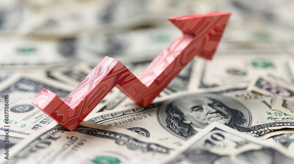 dollar rate increase icon Money symbol with stretching arrow up rising ...