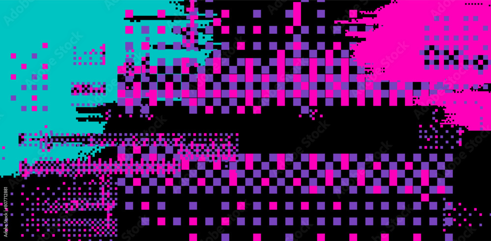 Abstract pixel art background with colorful noise. Datamoshing lo-fi ...