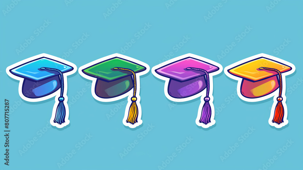 Graduate stickers, each of which depicts a graduation cap of a certain ...