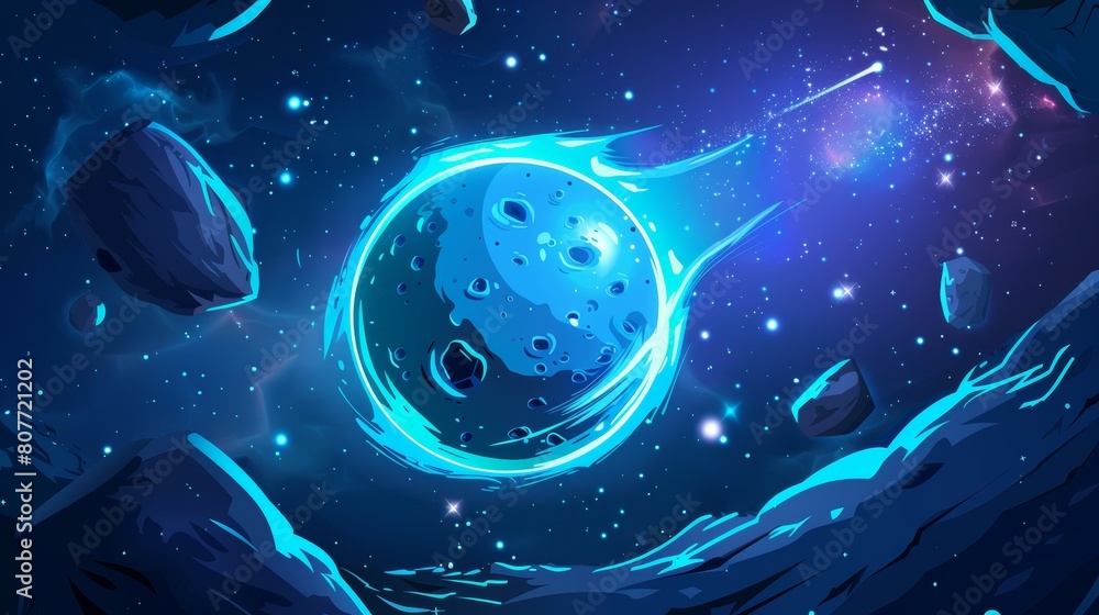 Space universe background with planet and meteorite illustration for ...