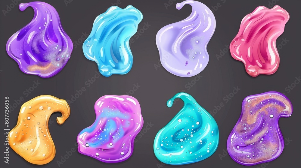 Smudge swatch icon set featuring realistic smears of cosmetics. Gel ...