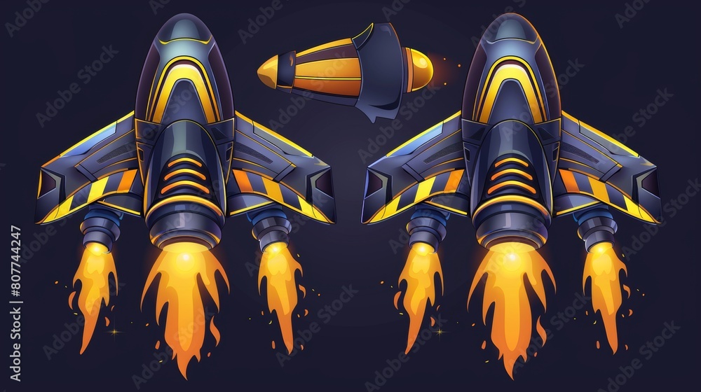 A jetpack with yellow stripes on the wings, isolated 3D modern ...