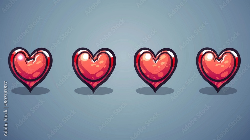 Game animation, sequence frame, sprite sheet. Love emoji cartoon icon ...