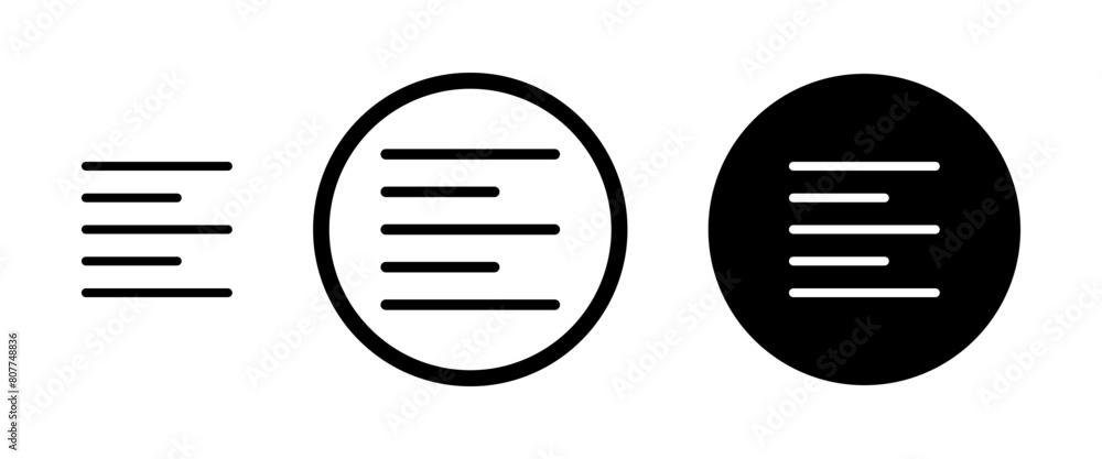 Align Left Icon Set. Font Left Align Vector Button Suitable for Apps ...