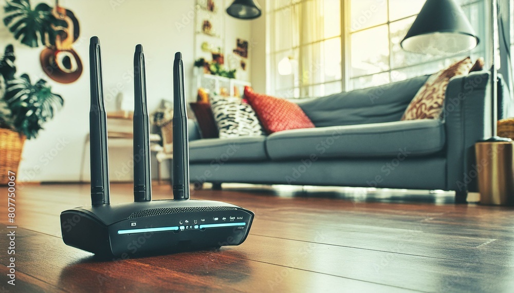 home internet router device, broadcasting WiFi signals throughout a ...