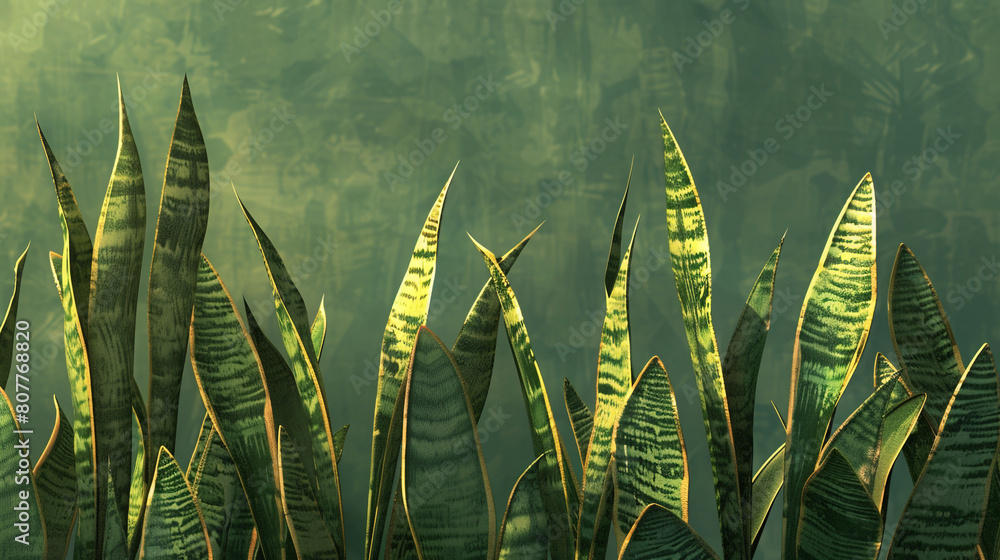 cluster of snake plants, with their tall, sword-shaped leaves standing ...