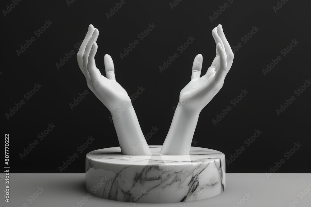 3d render, white female mannequin hands isolated on black background ...