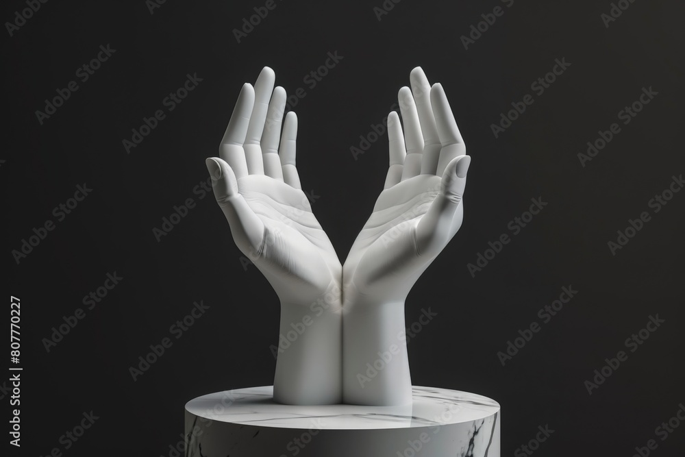 3d render, white female mannequin hands isolated on black background ...