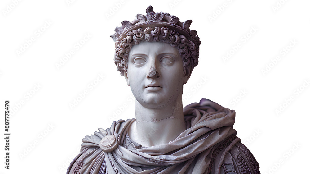 Ancient Greek statue of an ancient Roman senator in marble isolated ...