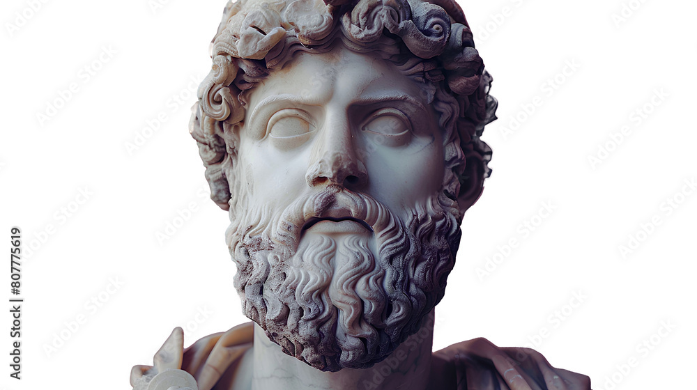 Ancient Greek statue of an ancient Roman senator in marble isolated ...
